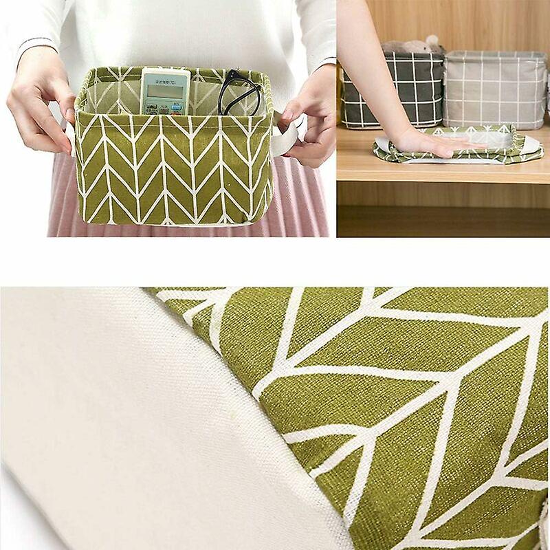 Foldable Storage Box Linen Fabric Desk Tidy Storage, Set of 4 Square ...