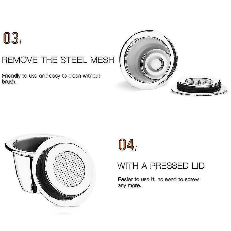 Capsules Reusable, Stainless Steel, 3 Pieces Refillable Pads For ...