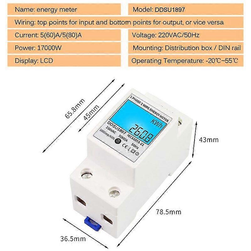Digital electricity meter Single-phase DIN-rail electricity meter ...