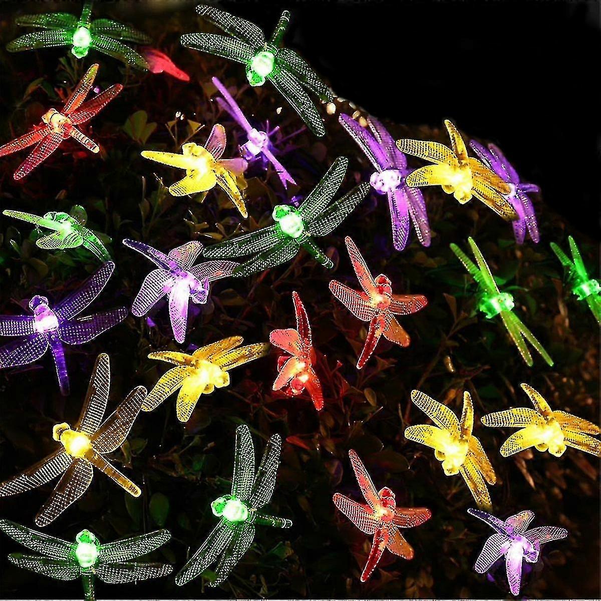 5 Meters 20 Lights Solar Powered Lights Dragonfly Garden Outdoor Party ...