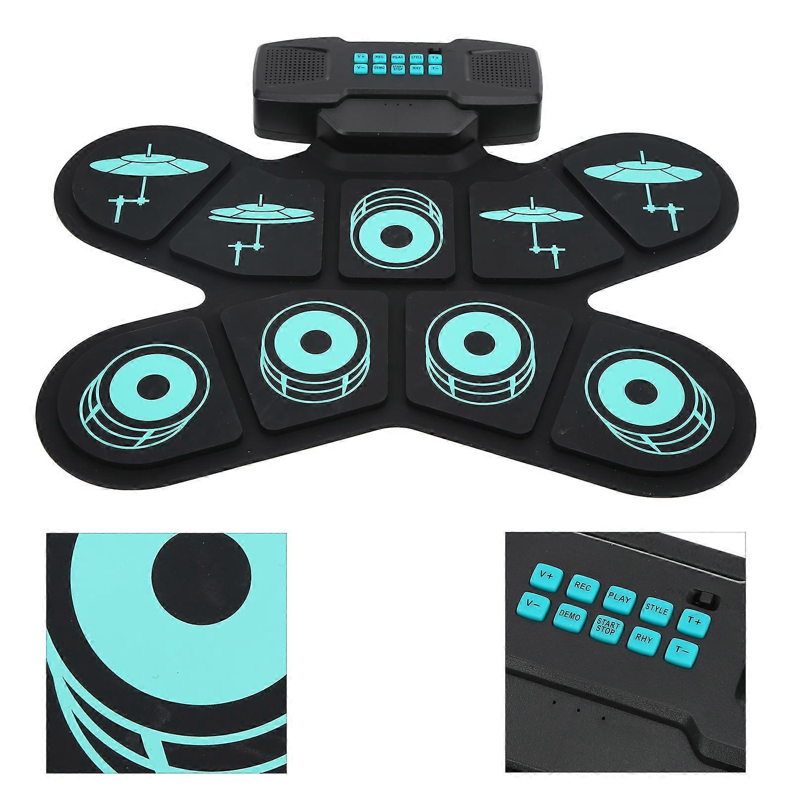 Electronic Drum Set Portable Foldable Built in Dual Stereo Speakers 9 ...