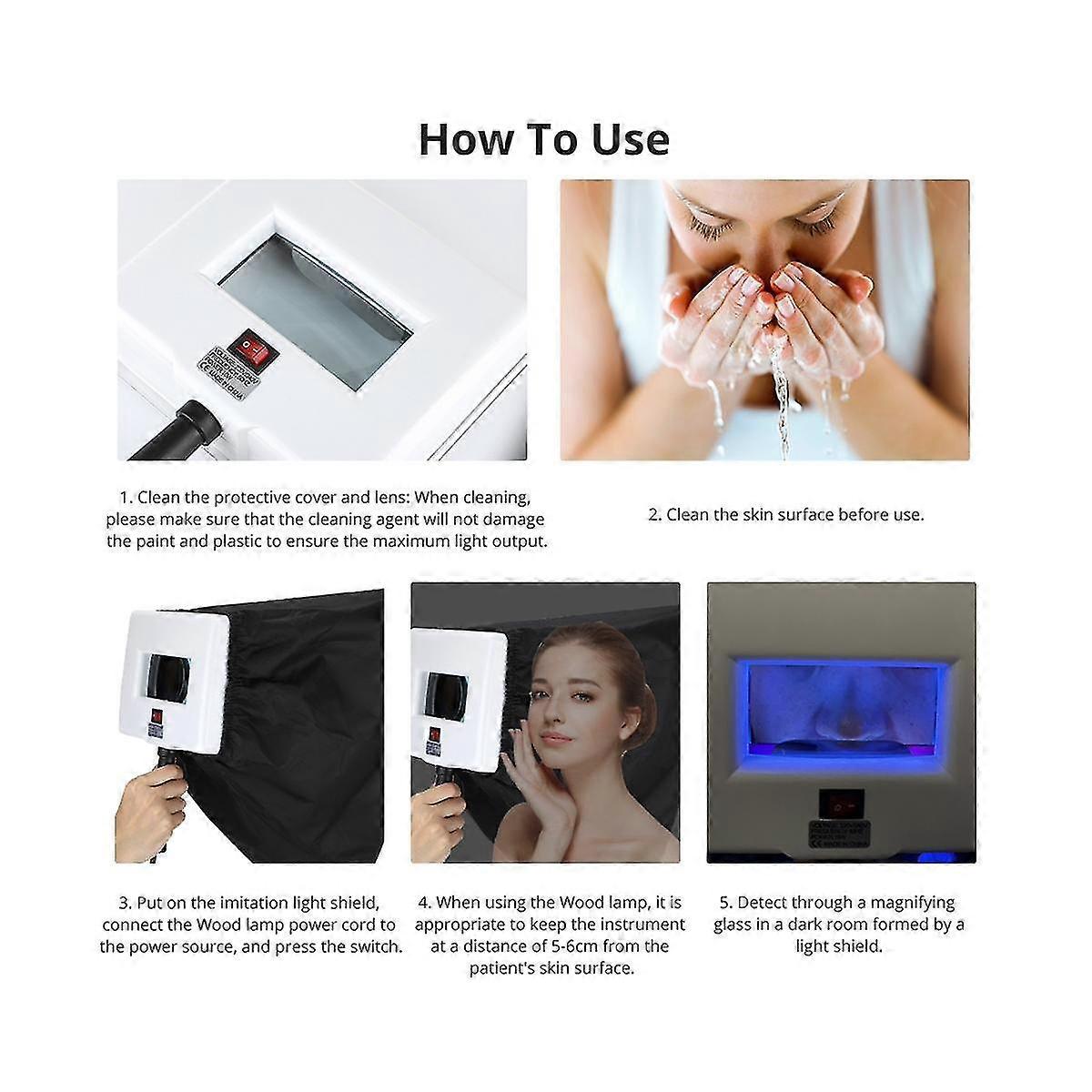 Skin UV Analyzer Wood Lamp Facial Skin Testing Examination Magnifying ...