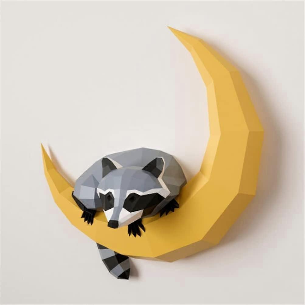 Raccoon on The Moon 3D Paper Model Animal Sculpture Raccoon Papercraft ...