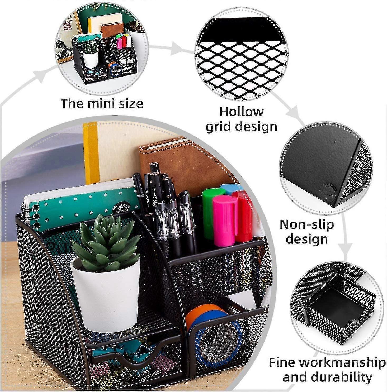 Desk Organiser, Mesh Pen Pencil Holders Desk Tidy Desktop Accessories ...