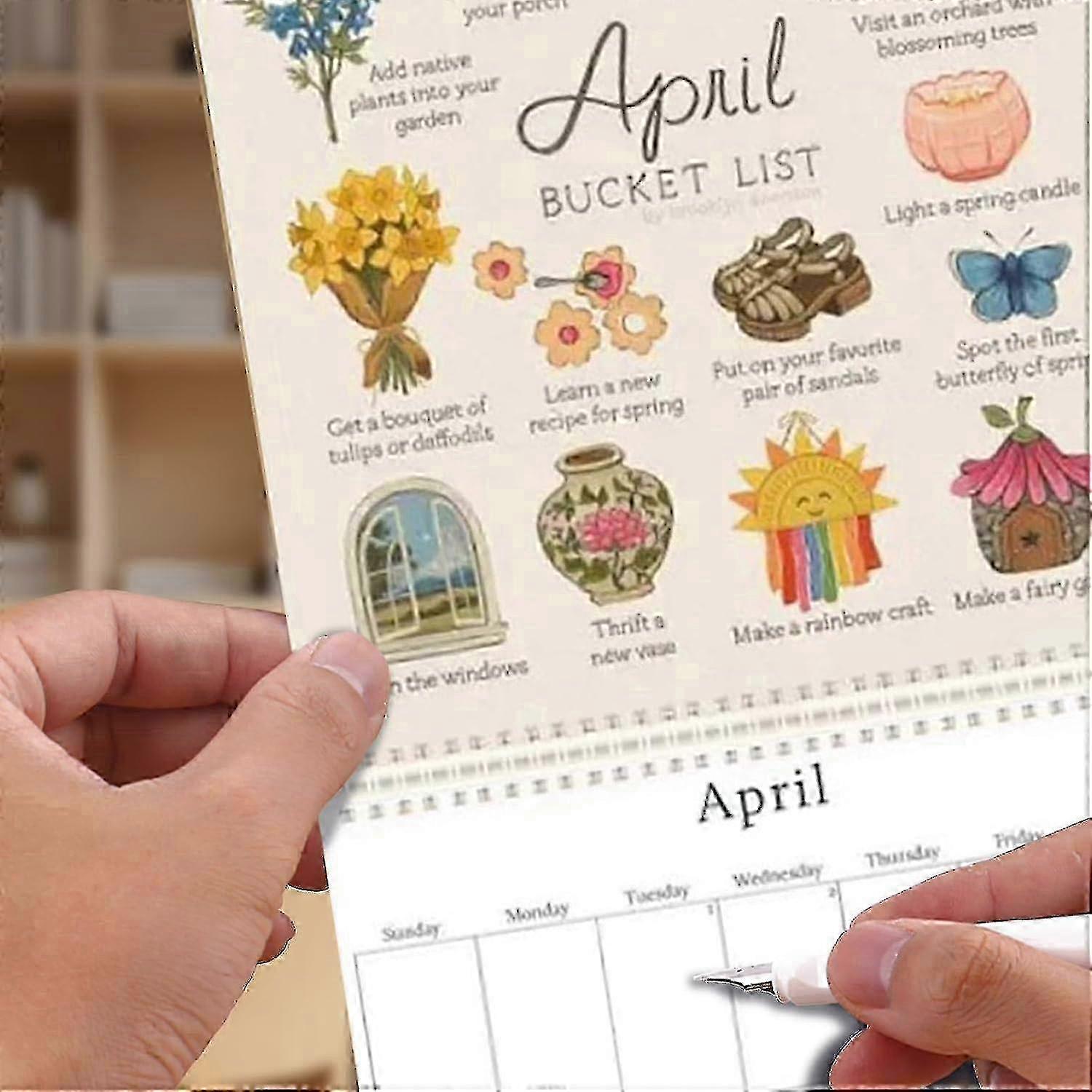 2025 Bucket List Calendar, 12 Months Wall Calendar, 2025 Wall Calendar ...