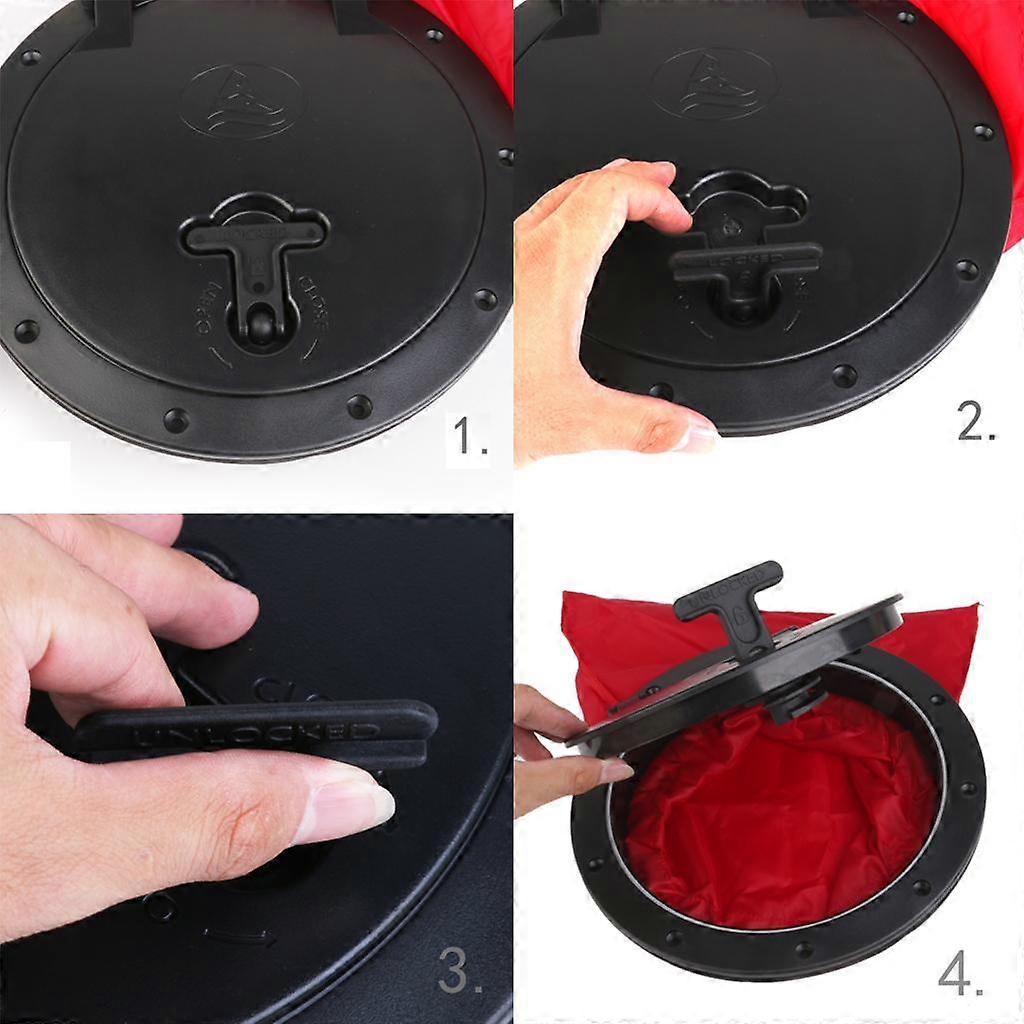 Black Nylon 8'' Pull Out Hatch Cover Deck Plate Kit Black Lid with Red ...