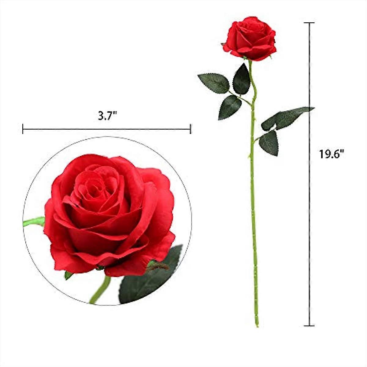 Artificial Silk Rose Flower Single Stem Lifelike Fake Rose for Wedding ...