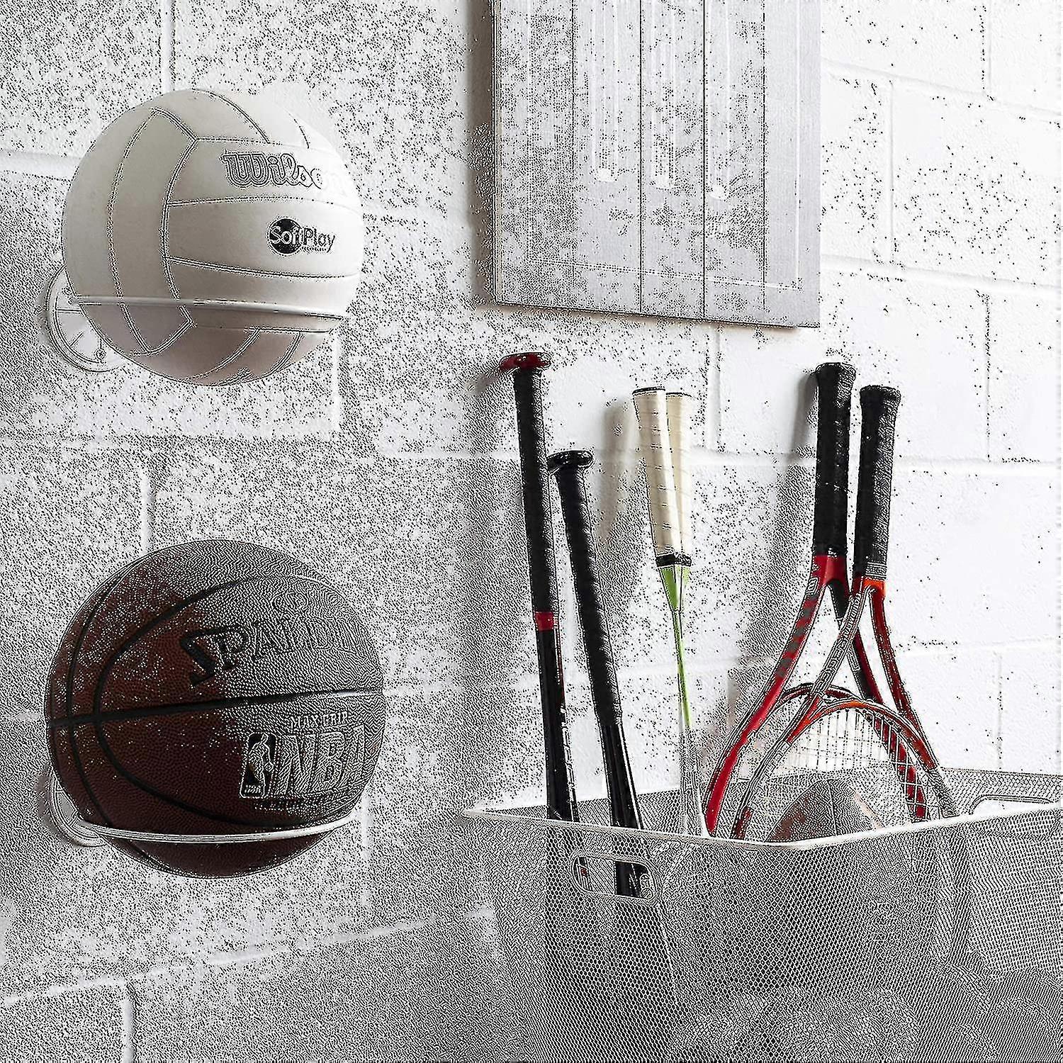 Wall Mounted Ball Storage Sports Ball Rack Display Storage Steel (black ...