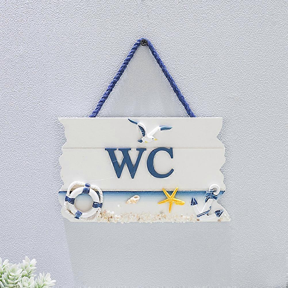 2pcs Toilet Signs WC Sign Wall Sign Mediterranean Style Hanging WC Door ...