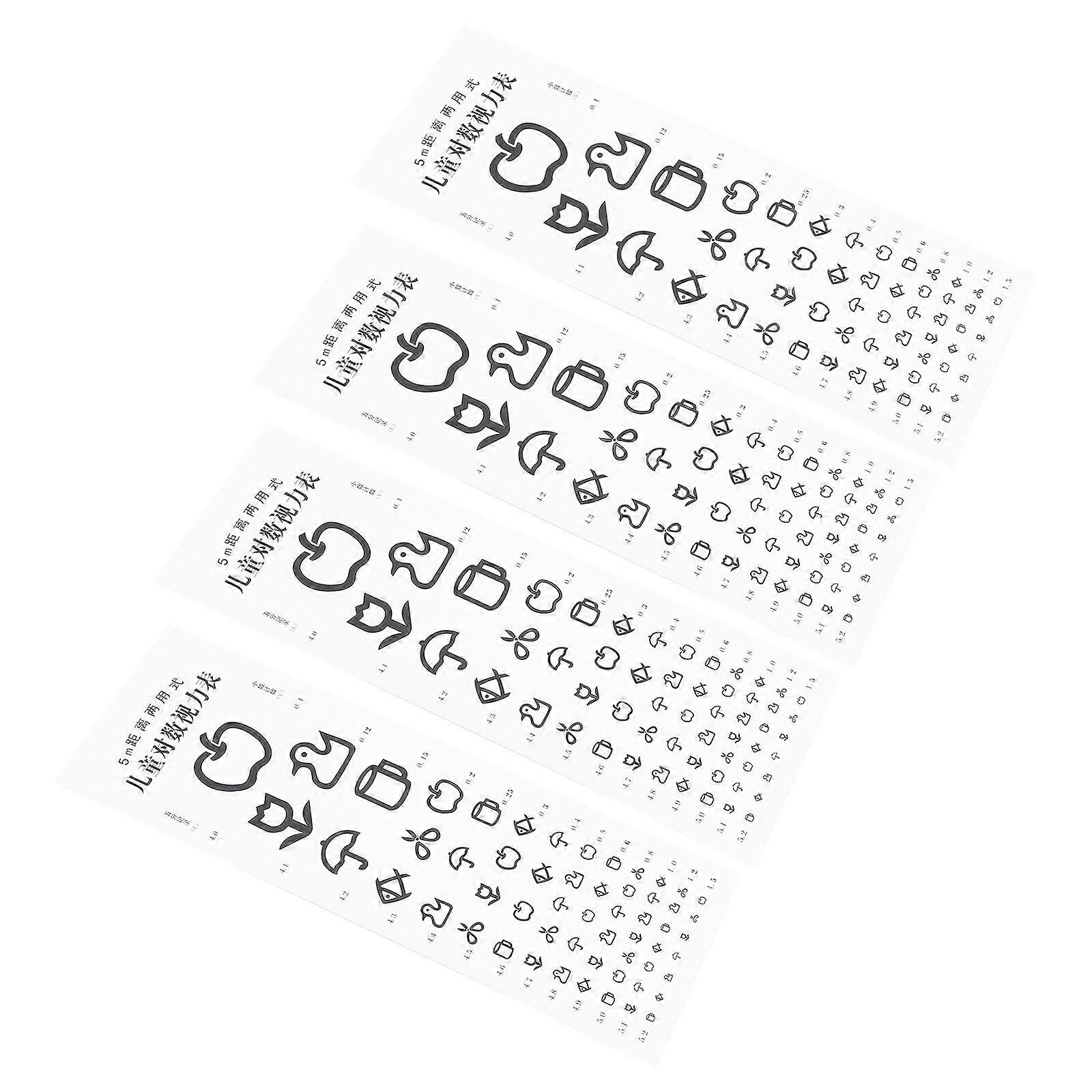 4pcs Professional Visual Testing Charts Standard Visual Eye Charts for ...