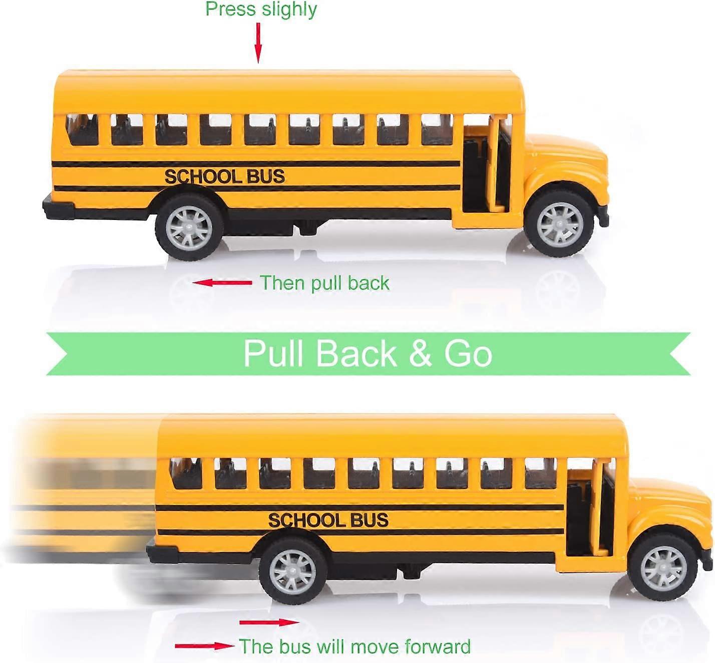 School Bus Toy for Toddlers - 5 Inch 2 Set Die-cast Play Vehicles Pull ...