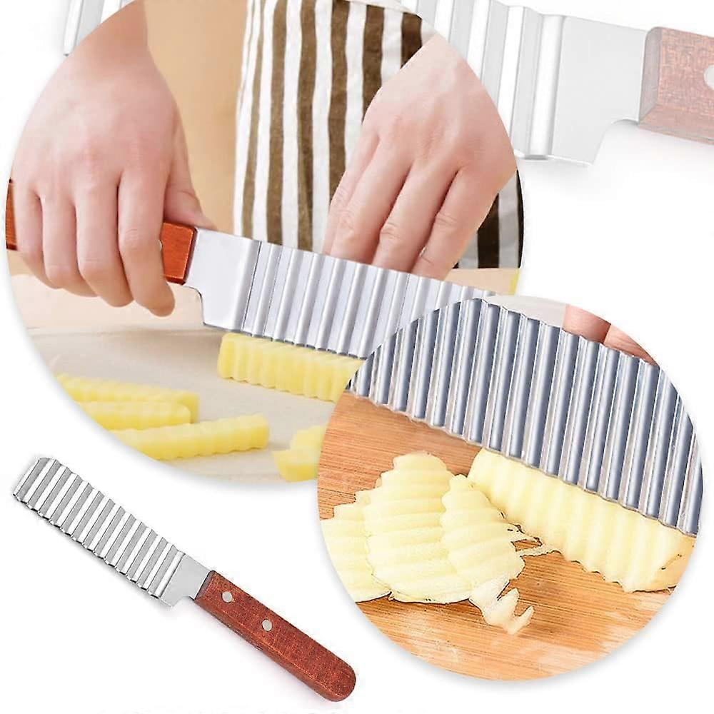 Potato Chipper Chip Cutter, Crinkle Cutter Knife, Stainless Steel Wavy ...