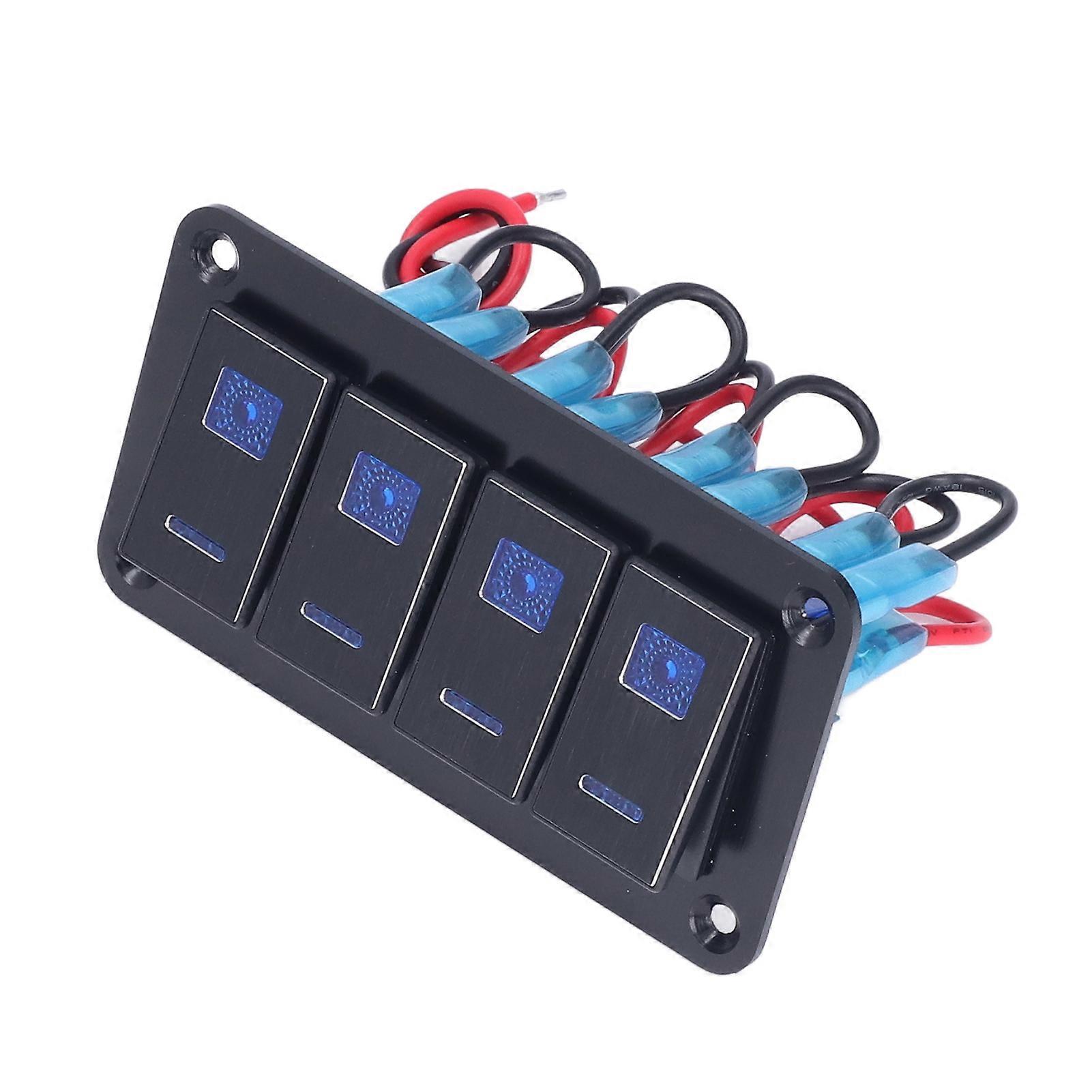 Black 4 Gang Rocker Switch Panel IP65 Waterproof Toggle Switch with LED ...