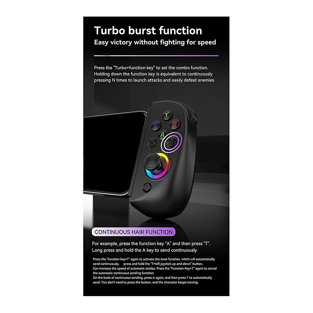 D8 Telescopic Game Controller RGB Light Mobile Game Controller with 6 ...