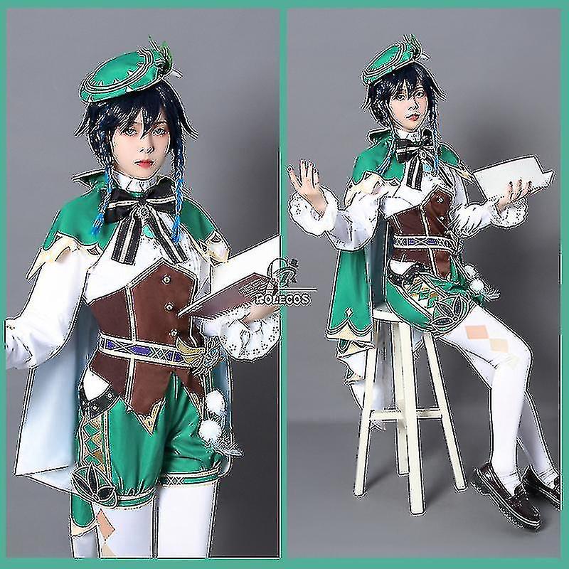 Game Genshin Impact Venti Cosplay Costume Barbatos Green Cosplay Costume Venti Outfit Halloween ...