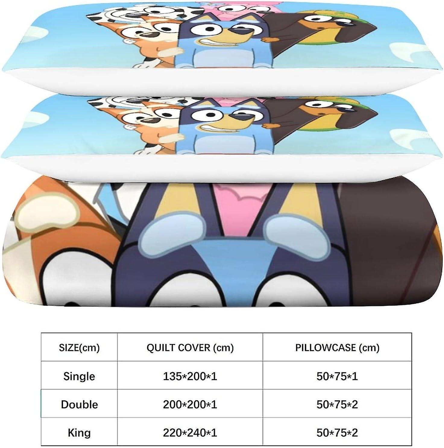 Entemah Bluey Bedding Set Duvet Cover Soft Microfiber Cute Anime Quilt ...