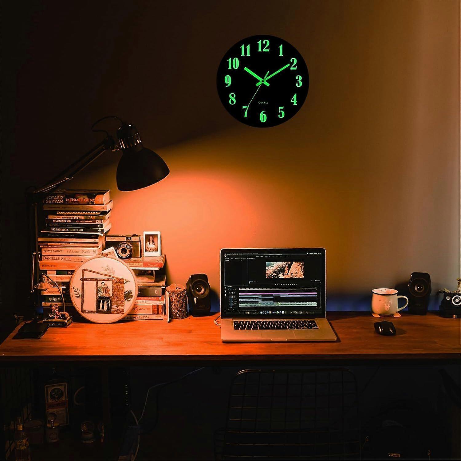 Luminous Wall Clocks Battery Operated,Modern Wall Clock Glow in The ...