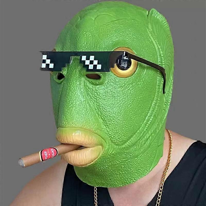 Animal Full Face Masks Halloween Party Costume Props Funny Green Fish ...