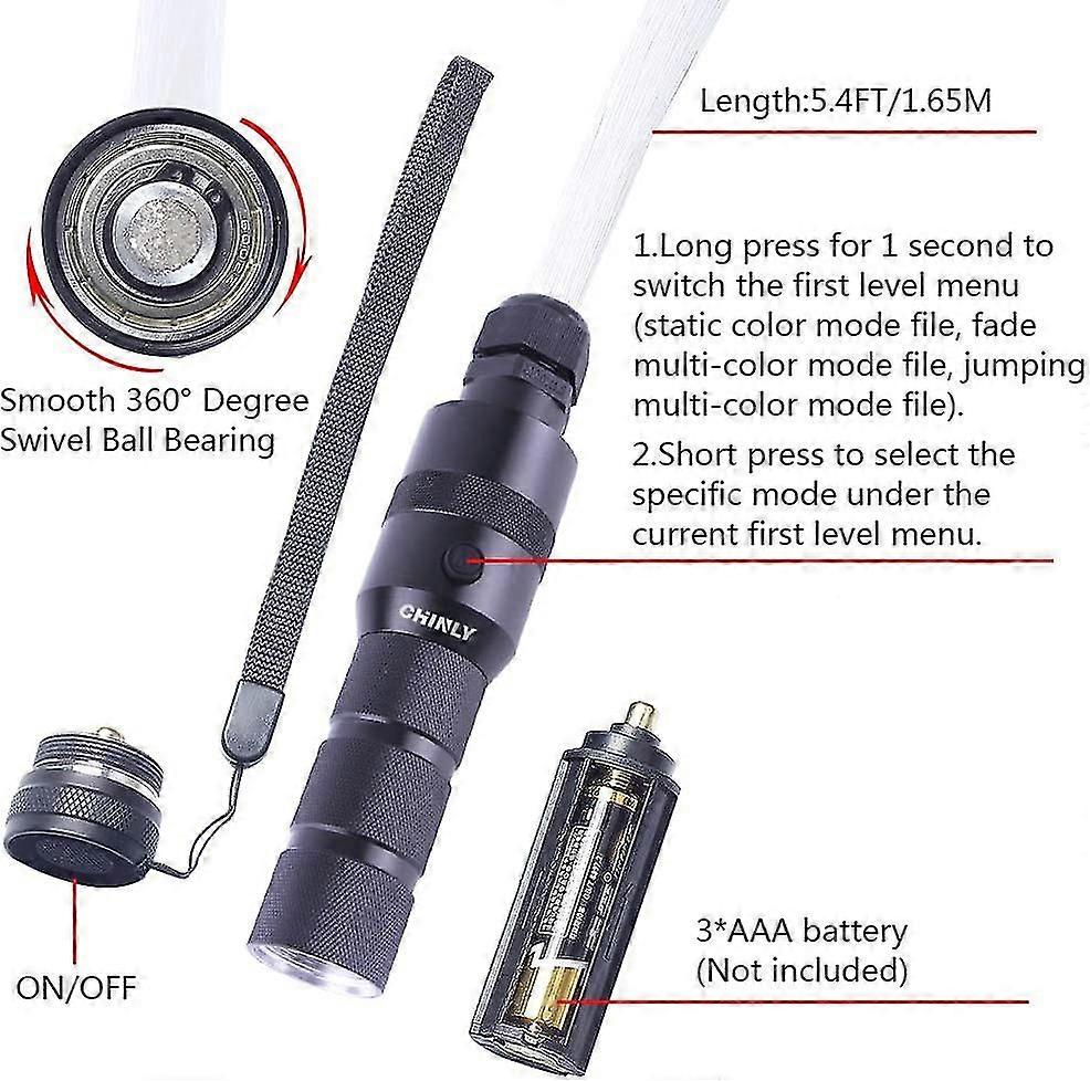 Led Fiber Optic Whip Dance Space Whip Super Bright Light 40 Color ...