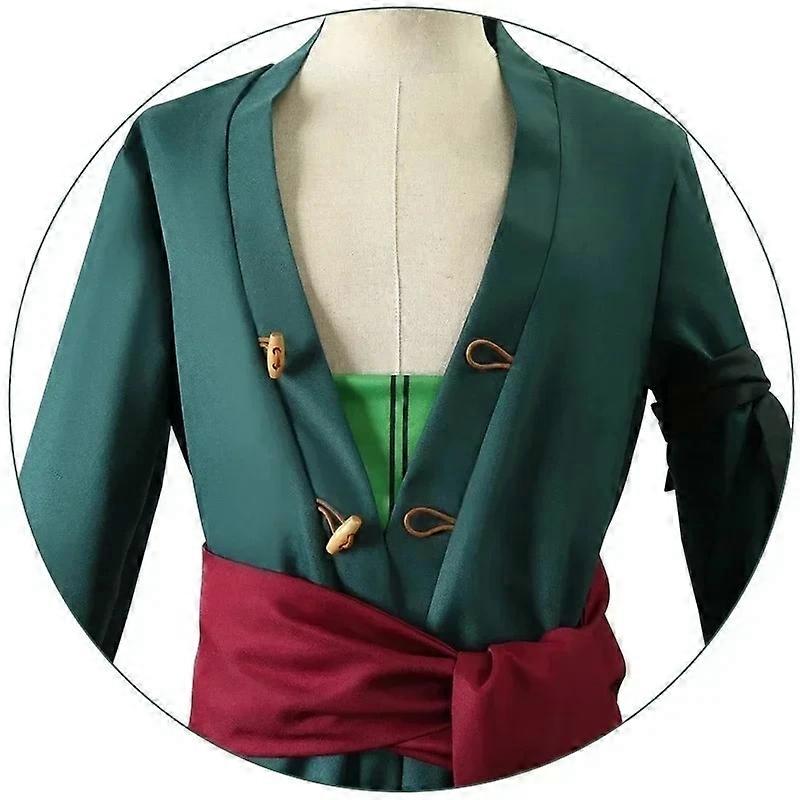 Roronoas Cosplay Costume Anime Kimono Robe Zoro Cloak Uniform Halloween ...