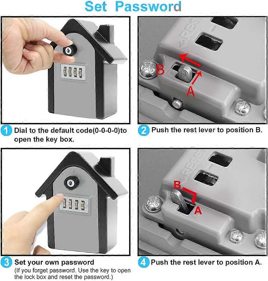 Wall-Mounted Secure Key Box Key Box with Digital Code & Emergency Keys ...