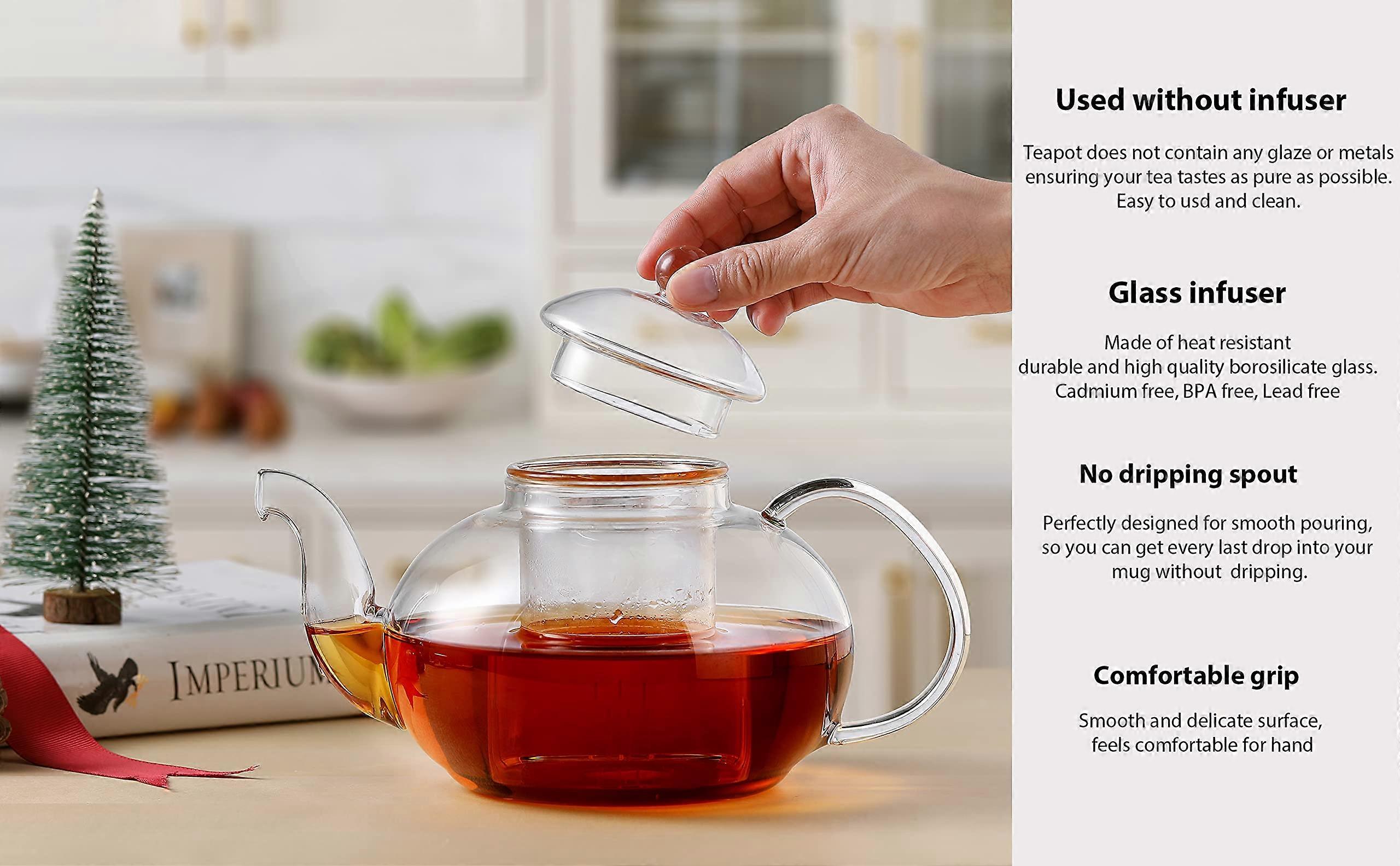 Glass teapot stove safe, clear teapot with removable infuser | Fruugo UK