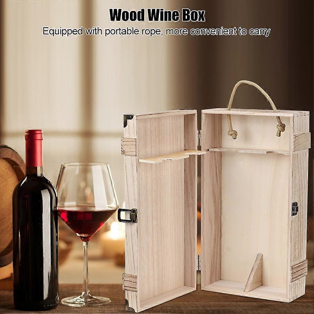 Vintage Retro Wooden Wine Storage Box for 2 Bottles - Gift Decoration ...