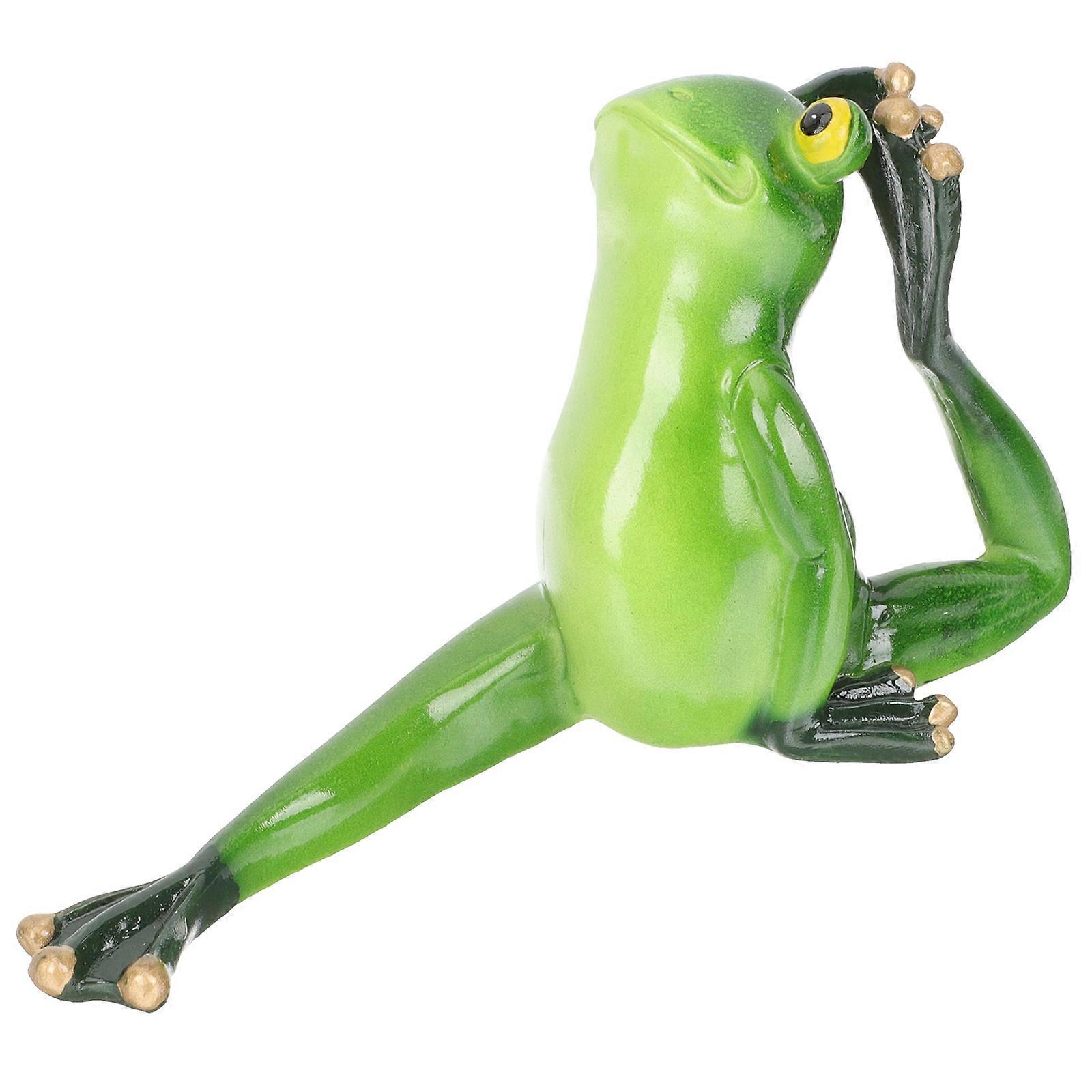 Frog Figurine Funny Yoga Frog Statue Animal Sculpture Creative Table ...