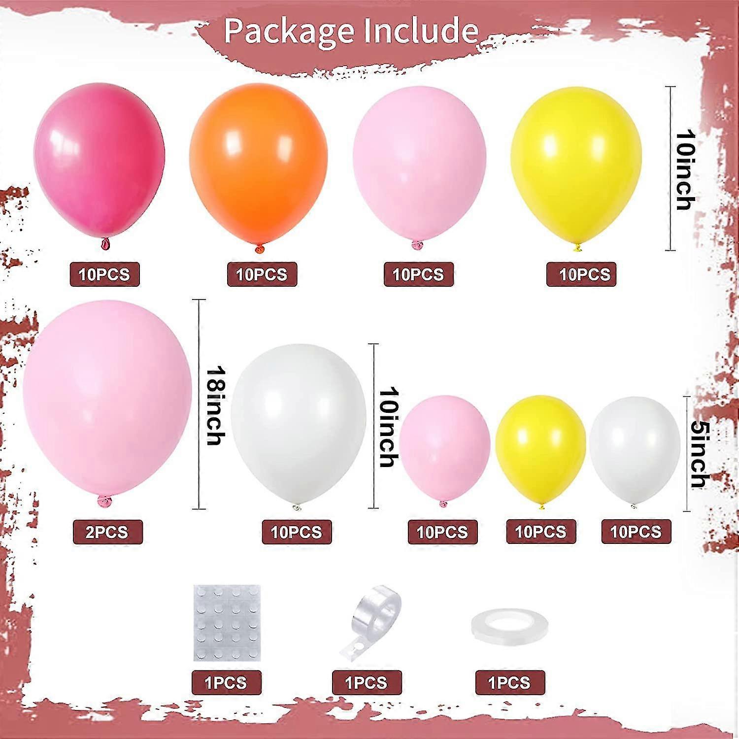 Pink Balloons Garland Arch Kit, Pink Yellow Orange Balloon Garland ...
