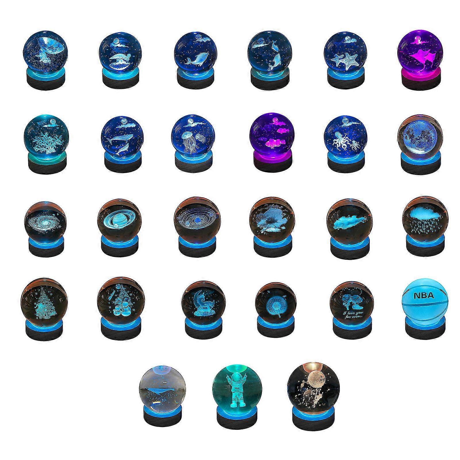 3d Glowing Planetary Galaxy Astronaut Crystal Ball Night Lights, Led ...