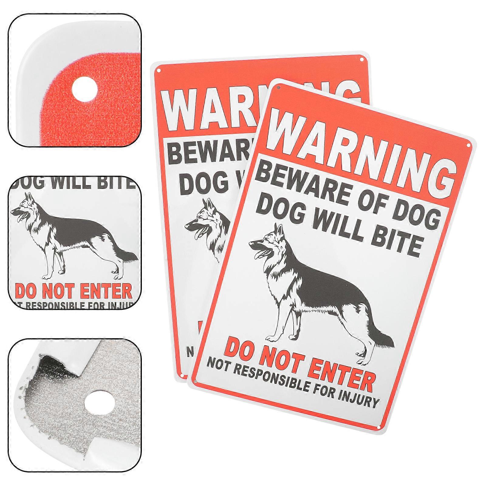 2Pcs Beware of Dog Sign Metal Beware Dog Sign Warning Sign Garden Yard ...