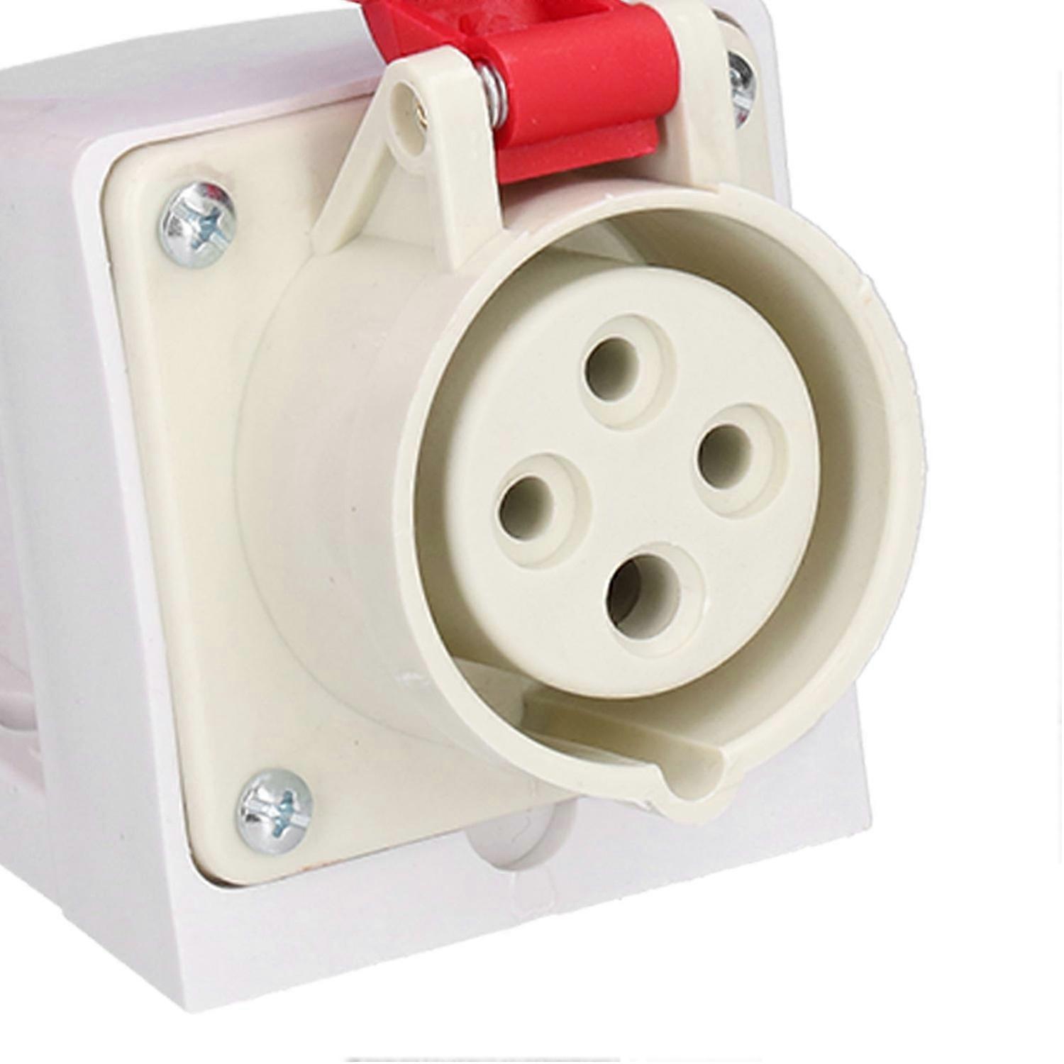 Industrial Plug Connector 3 Phase 4 Pin Waterproof Surface Mount Socket Set 380V415V 16A 3P+E ...