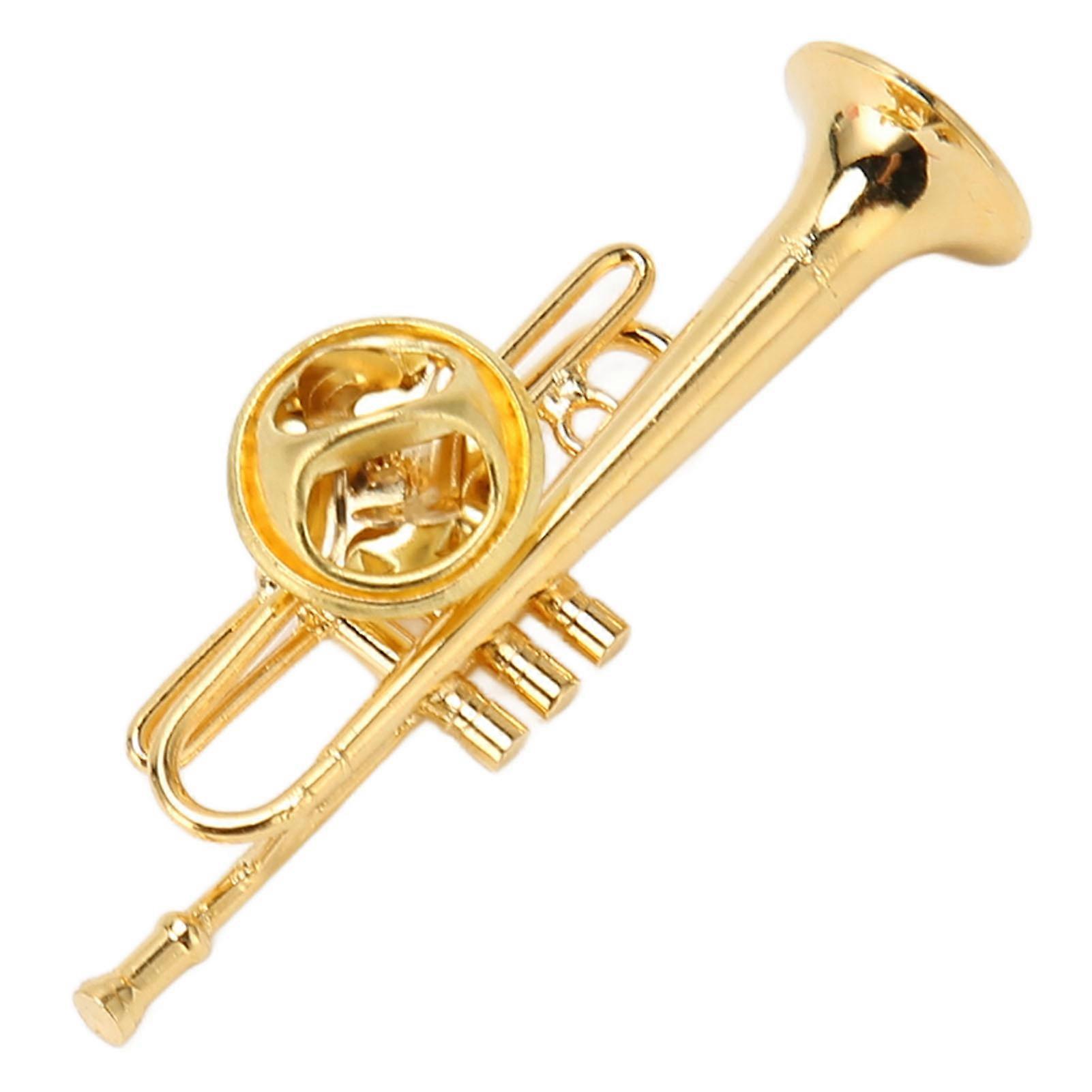 Gold Miniature Trumpet Brooch Pin: Exquisite Brass Musical Instrument ...