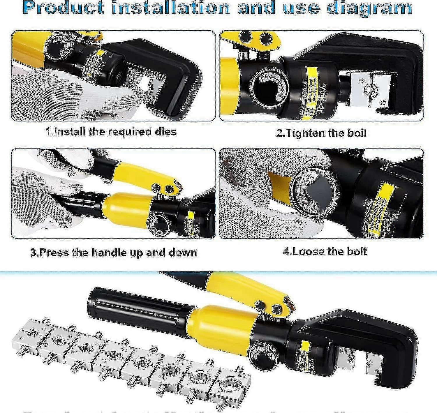 10 ton 9-die hydraulic crimping tool set, hydraulic crimping tools ...