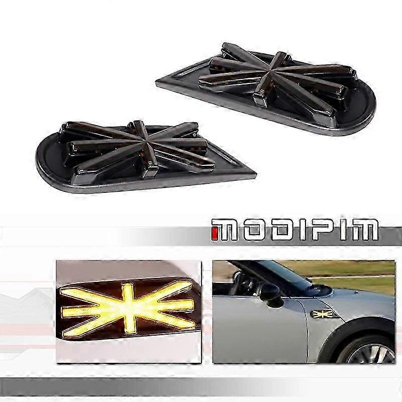 Compatible Smoked Lens Union Jack Pattern Sequential Amber LED Car ...