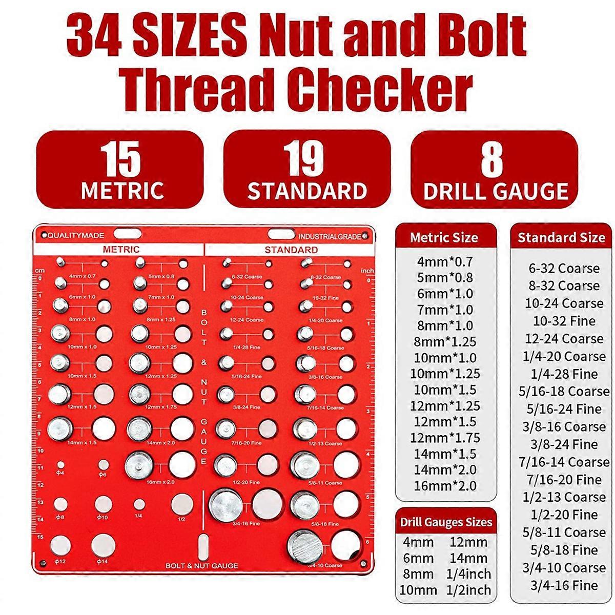 , 42 Nut and Bolt , Bolt Size and Thread Gauge, Bolt and Nut Identifier ...