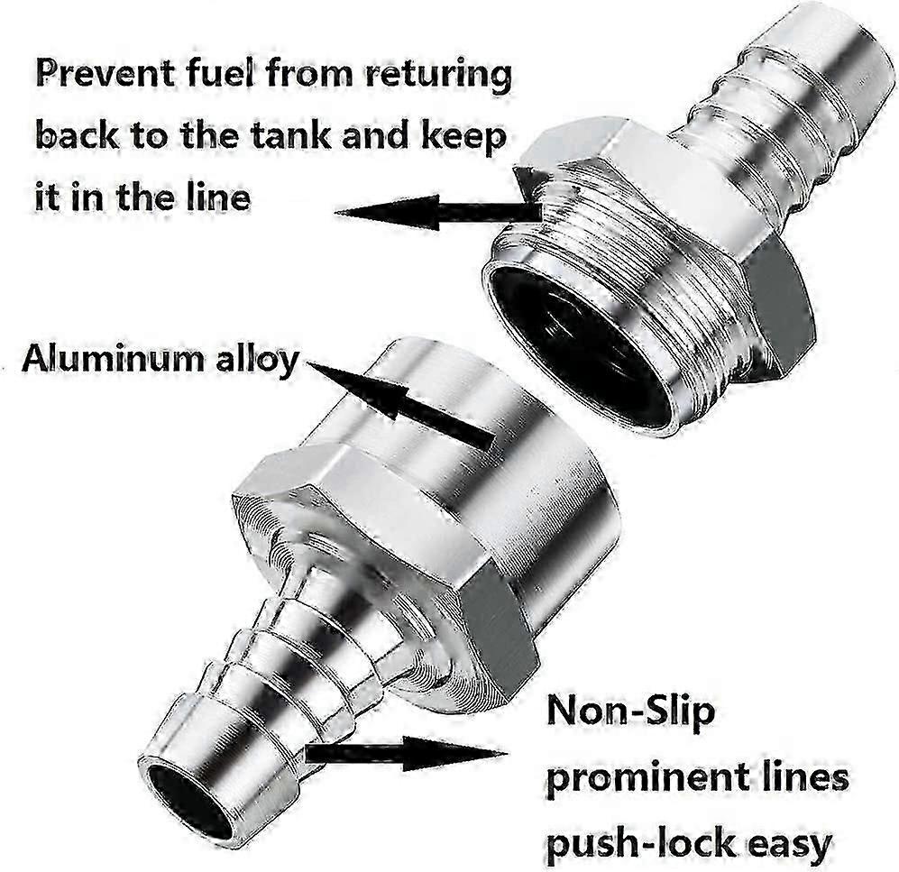 2Pcs 8mm Check Valve, One Way Aluminum Fuel Check Valve, Aluminum Fuel ...