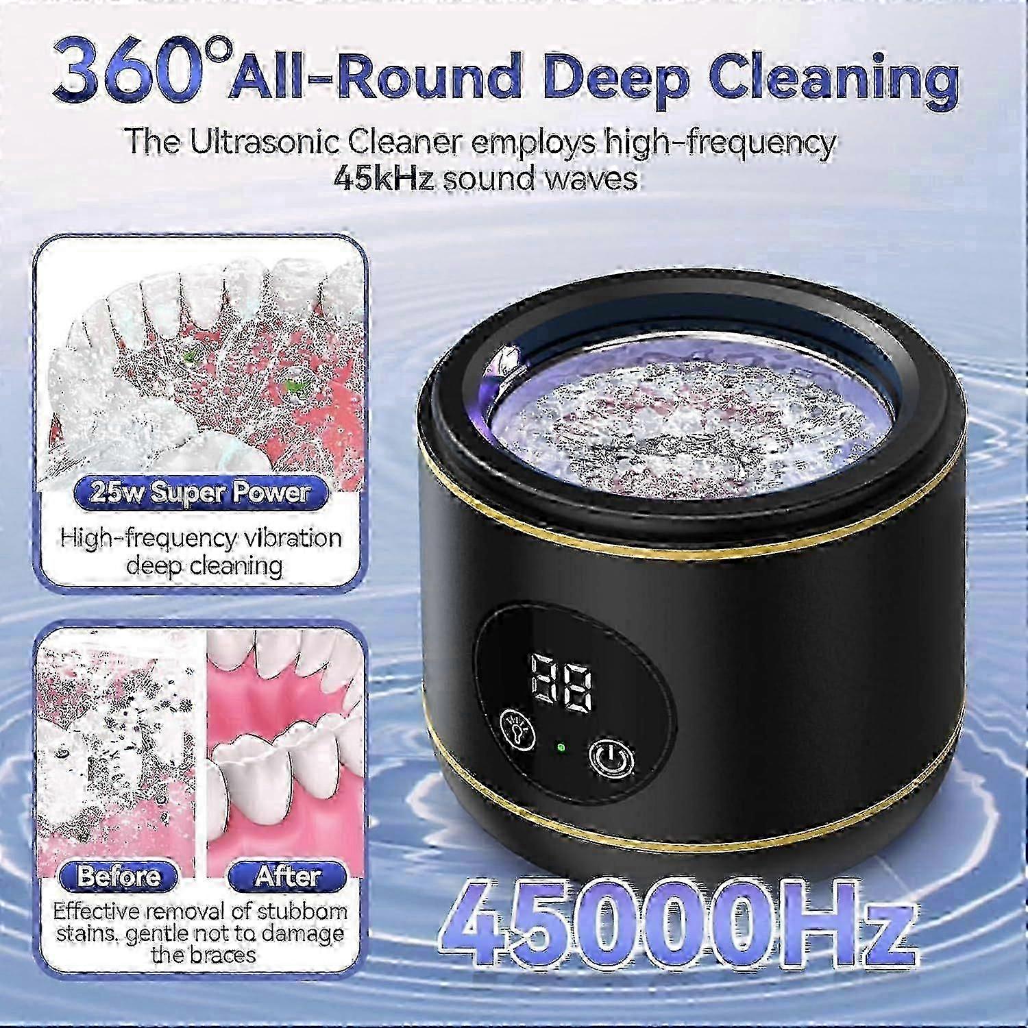 Ultrasonic Retainer Cleaner with UV Light, 45kHz Portable Denture ...
