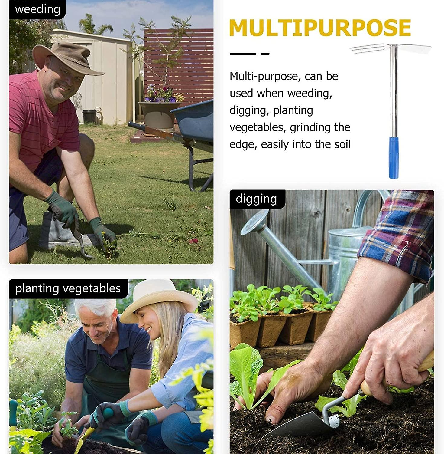 Garden Hoe and Cultivator Double Head Tiller Vegetable and Flower Weed ...