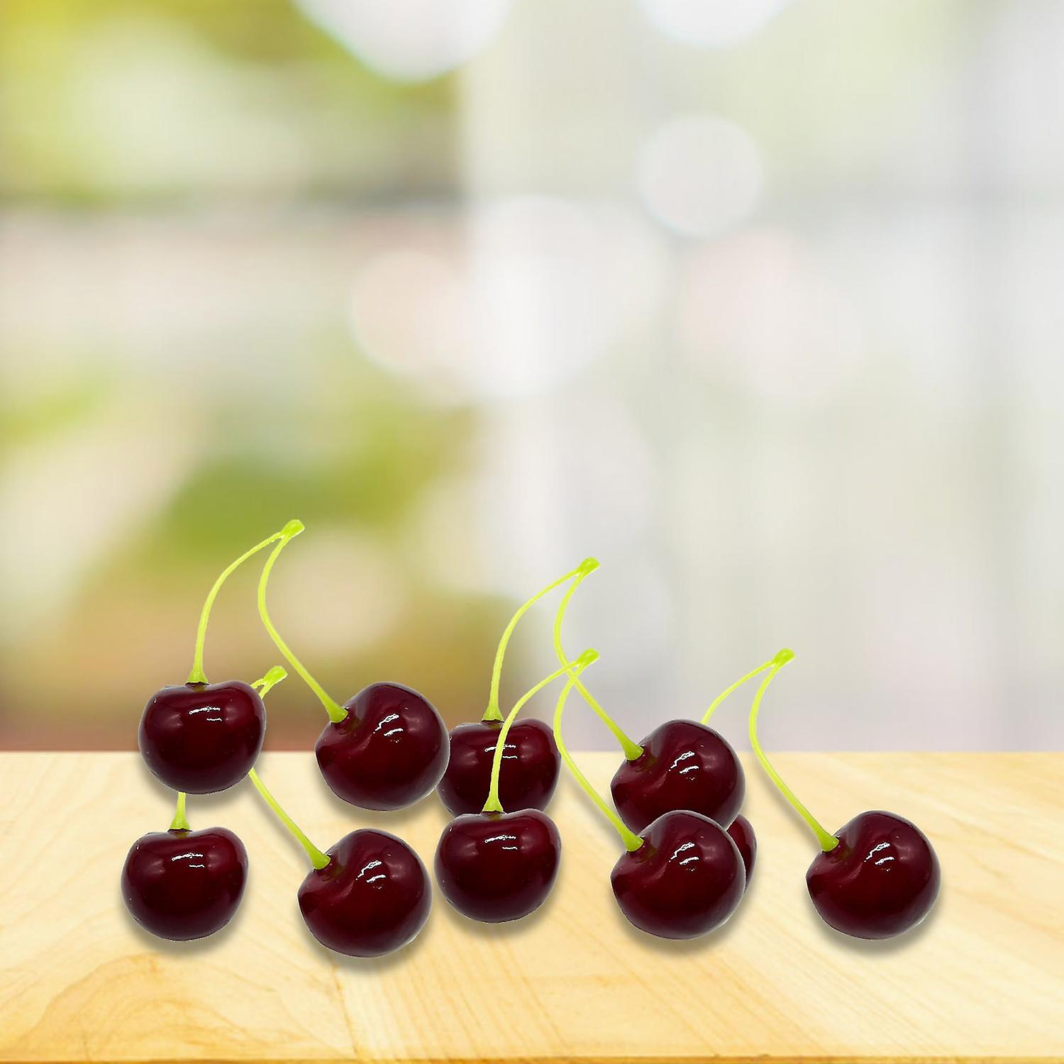 ZHOUBA 10Pcs Artificial Cherry Foam Simulation Mini 3D Model Fruit ...