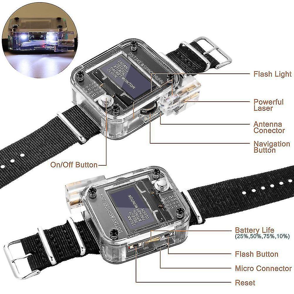 Wifi Deauther Watch V3 Esp8266 Programmable Development Board Wearable Smartwatch Oled/control ...