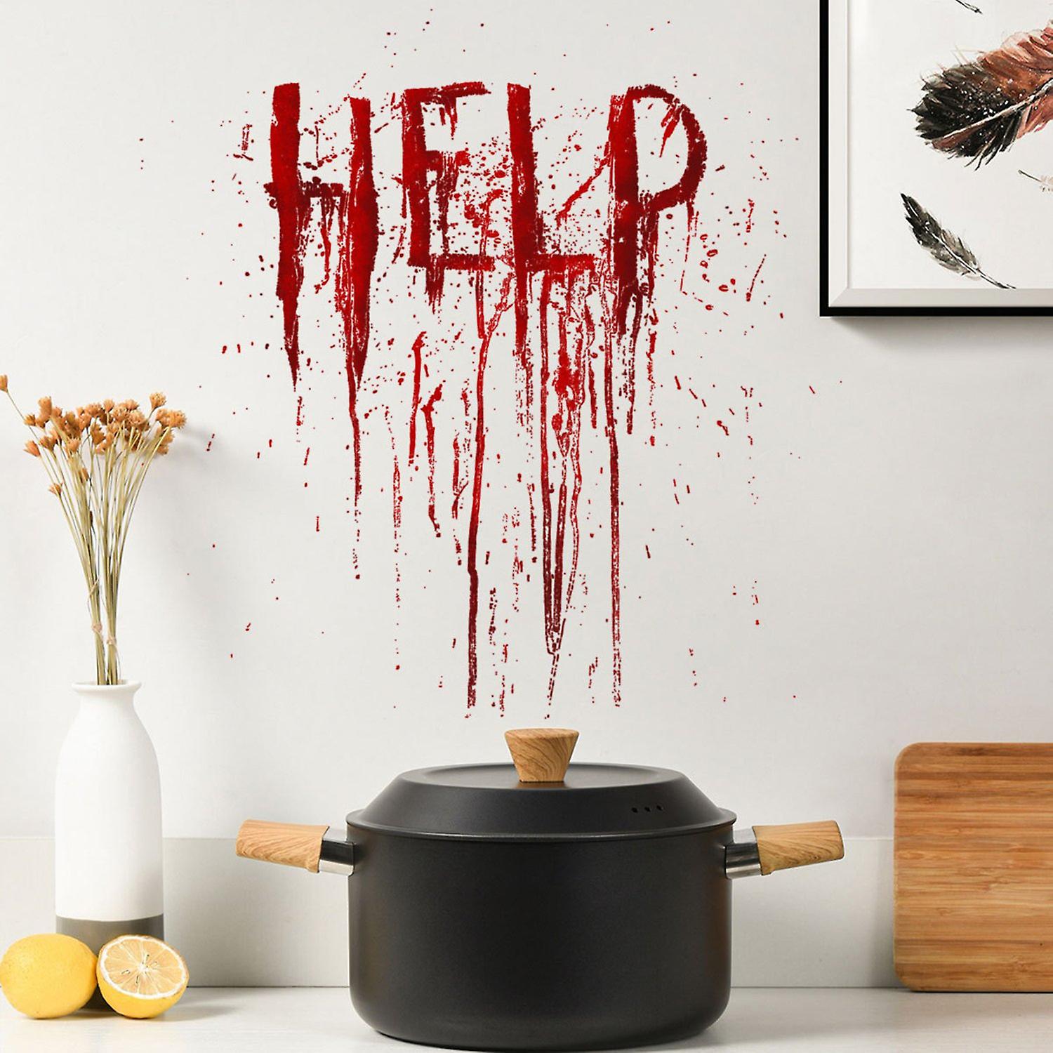 Help Letters Halloween Wall Sticker Horror PVC Red Bloody Background ...