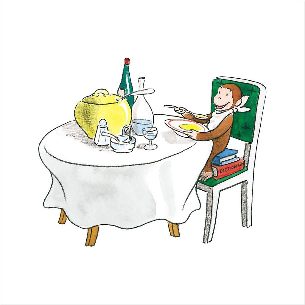 Curious George Eating A Fancy Meal Men's Baseball Long Sleeved T-Shirt ...