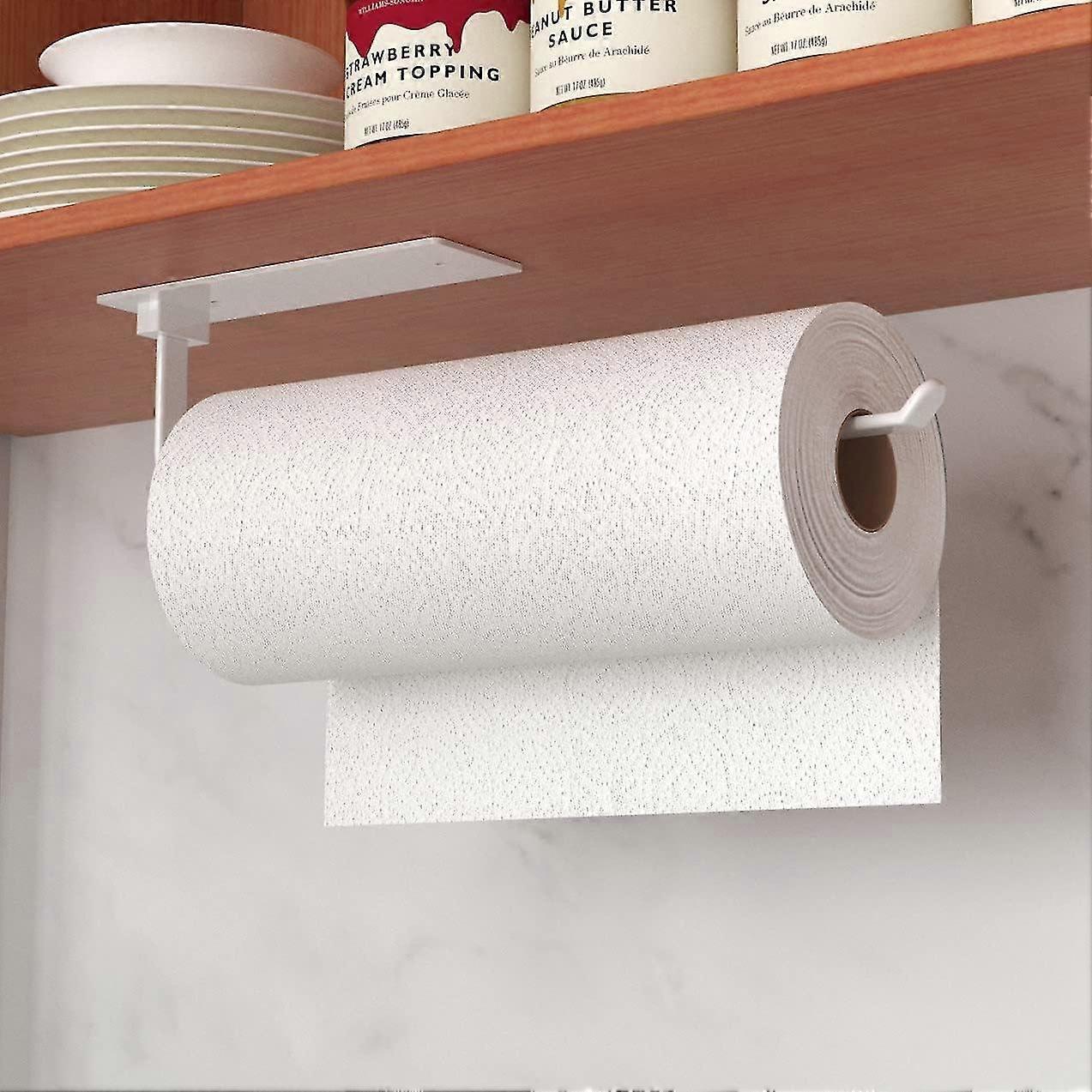 White Kitchen Roll Holder, Self-Adhesive Kitchen Roll Holder Under ...