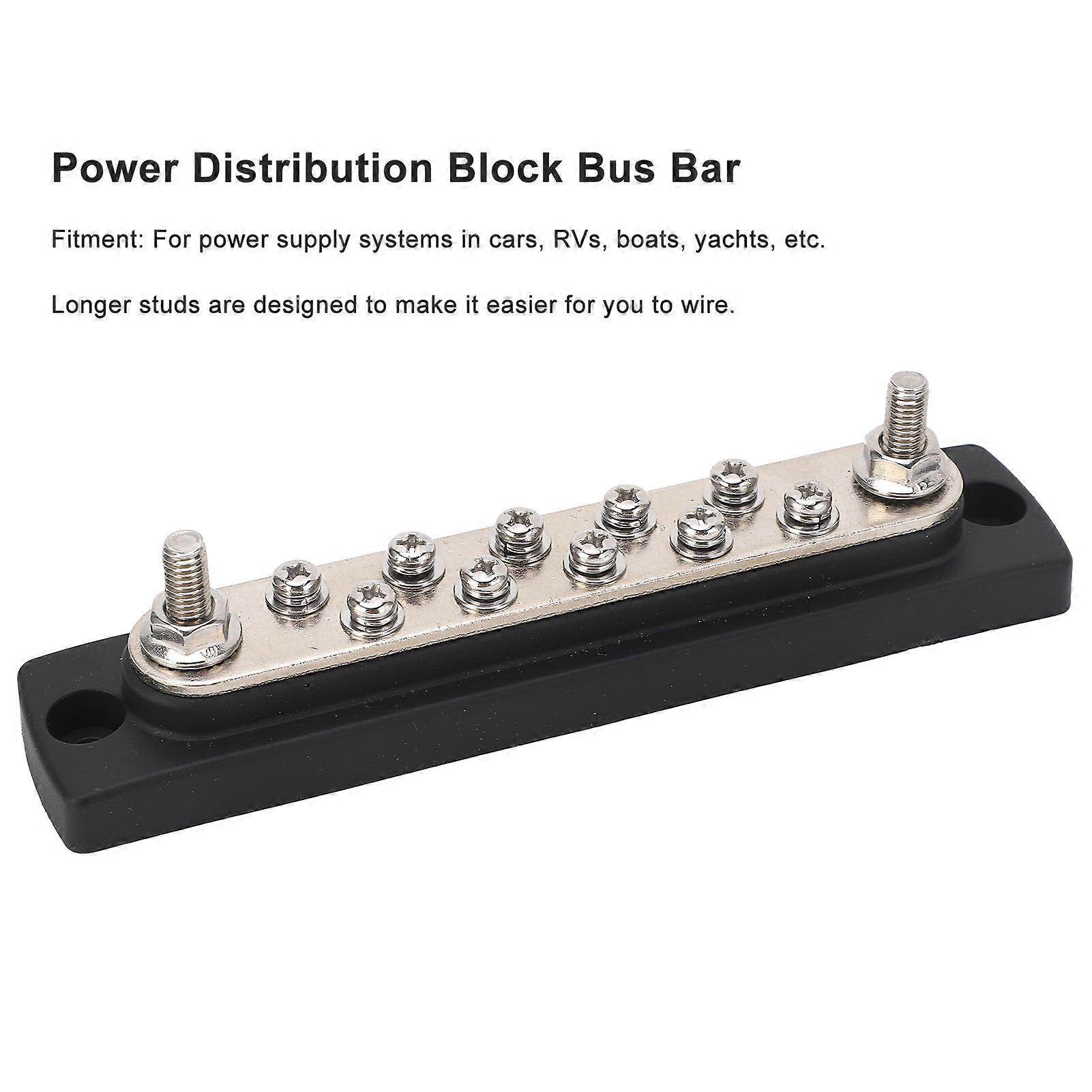10 Way Power Distribution Block Bus Bar M6 Studs High Electrical Conductivity With Transparent ...