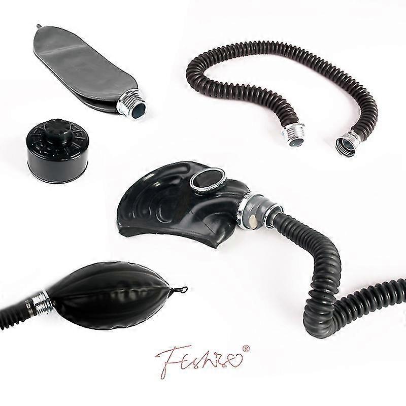 Caraele Full Face Latex Mask, Black Rubber Fetish Gas Mask, Breathing ...