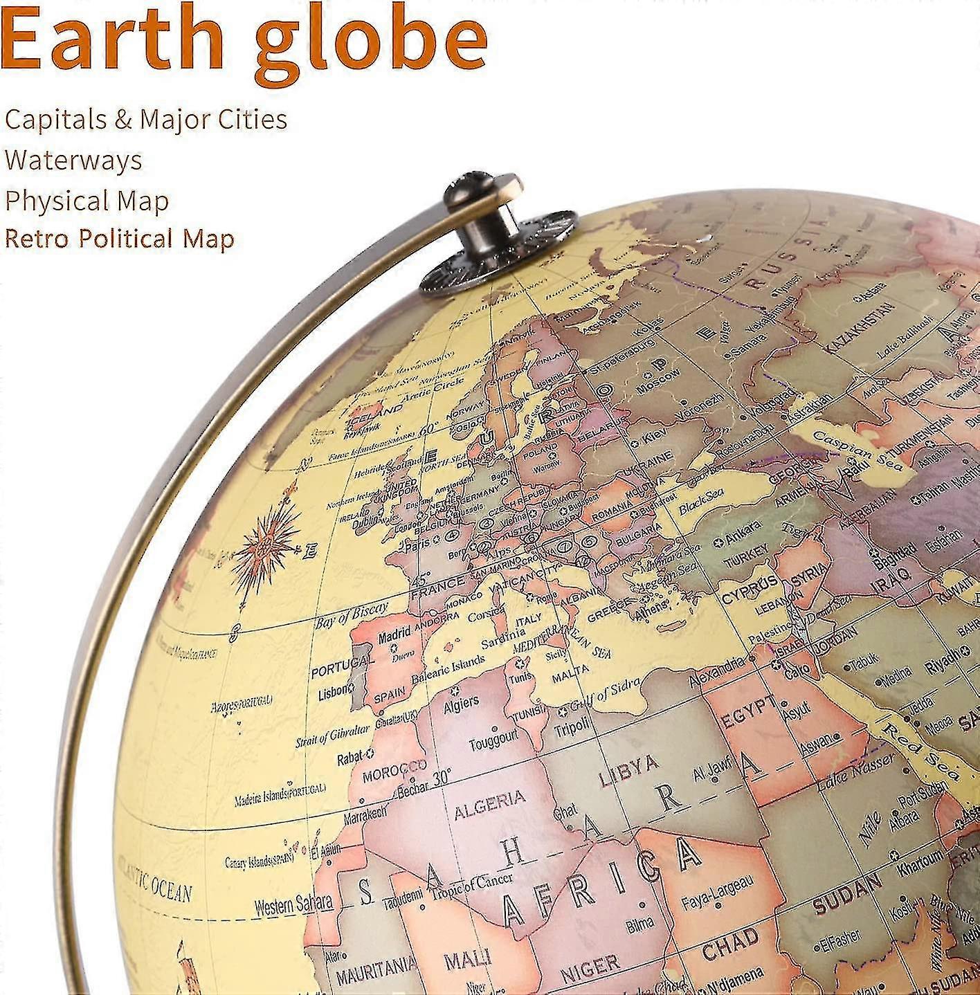 Illuminated World Globe For Kids With Wooden Stand,built In Led For ...