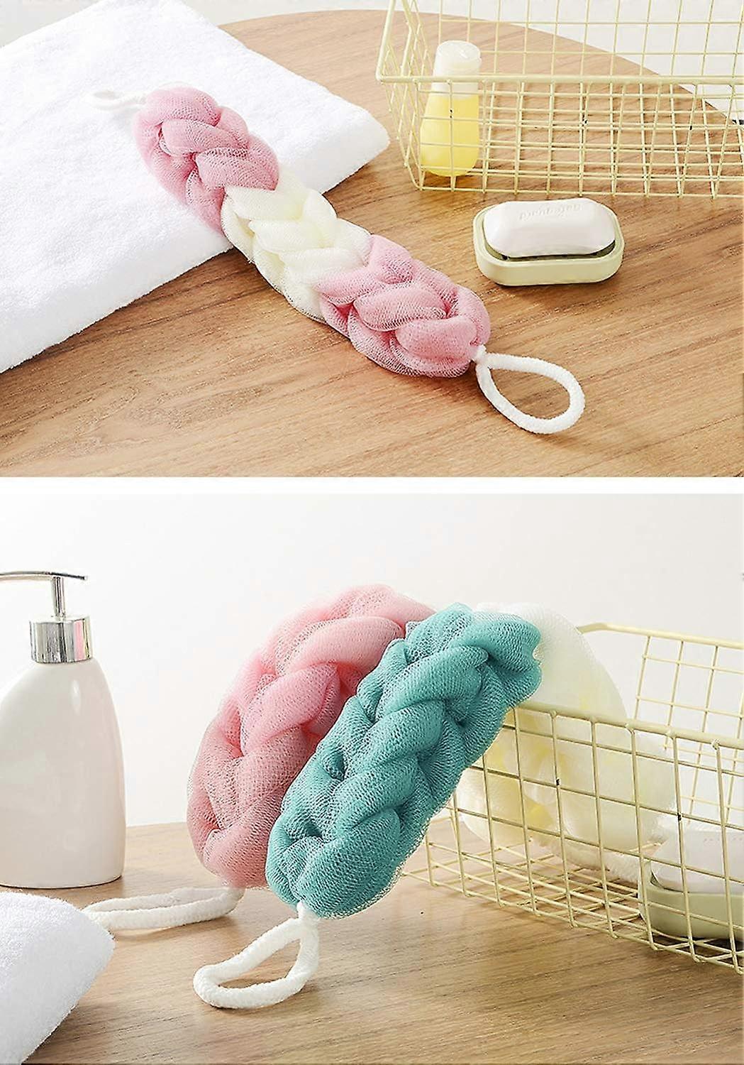 4 Packs Long Stretch Back Sponge with Rope Back Scrubber Bath Shower ...