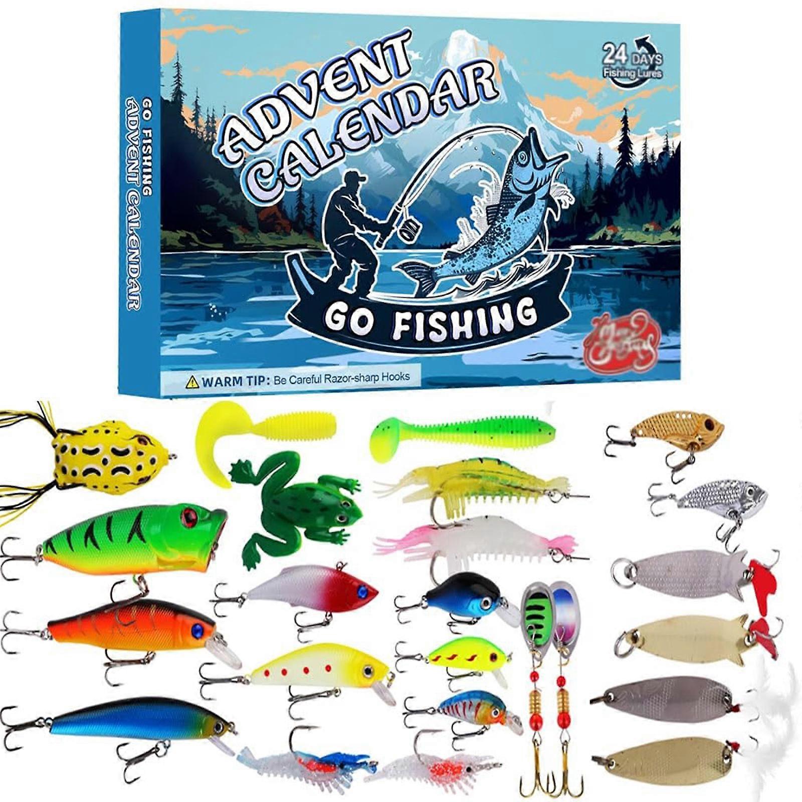 24Days Christmas Countdown Fish Tackle Set Xmas Surprise Fishing ...