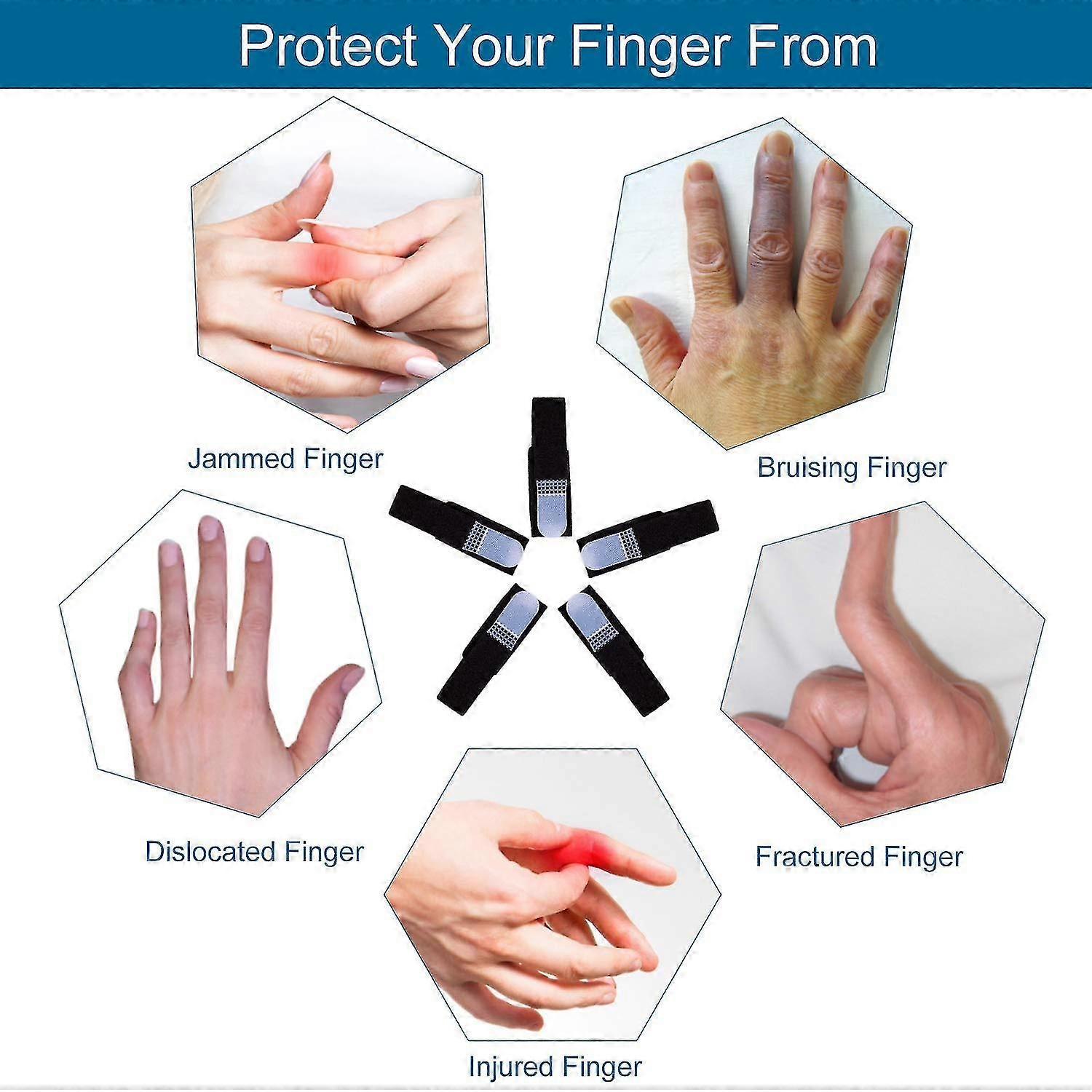 Finger Wraps, Pack Of 10 Finger Tapes For Broken, Sprained, Fractured ...